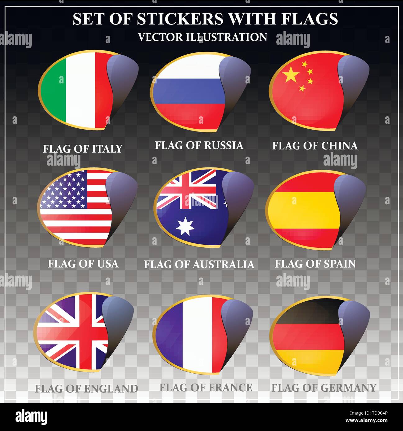 Bright set of stickers with flags. Colorful illustration with flags of ...