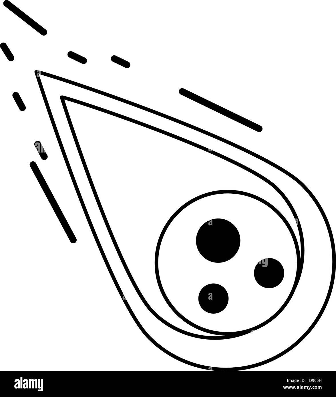 Falling meteor in fire symbol isolated in black and white Stock Vector ...