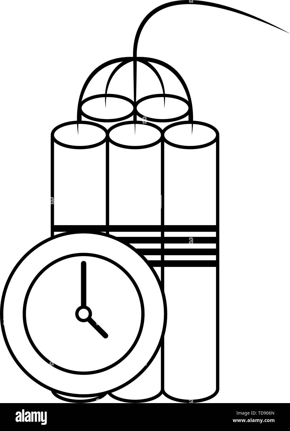 Tnt detonator with timer symbol isolated in black and white Stock ...