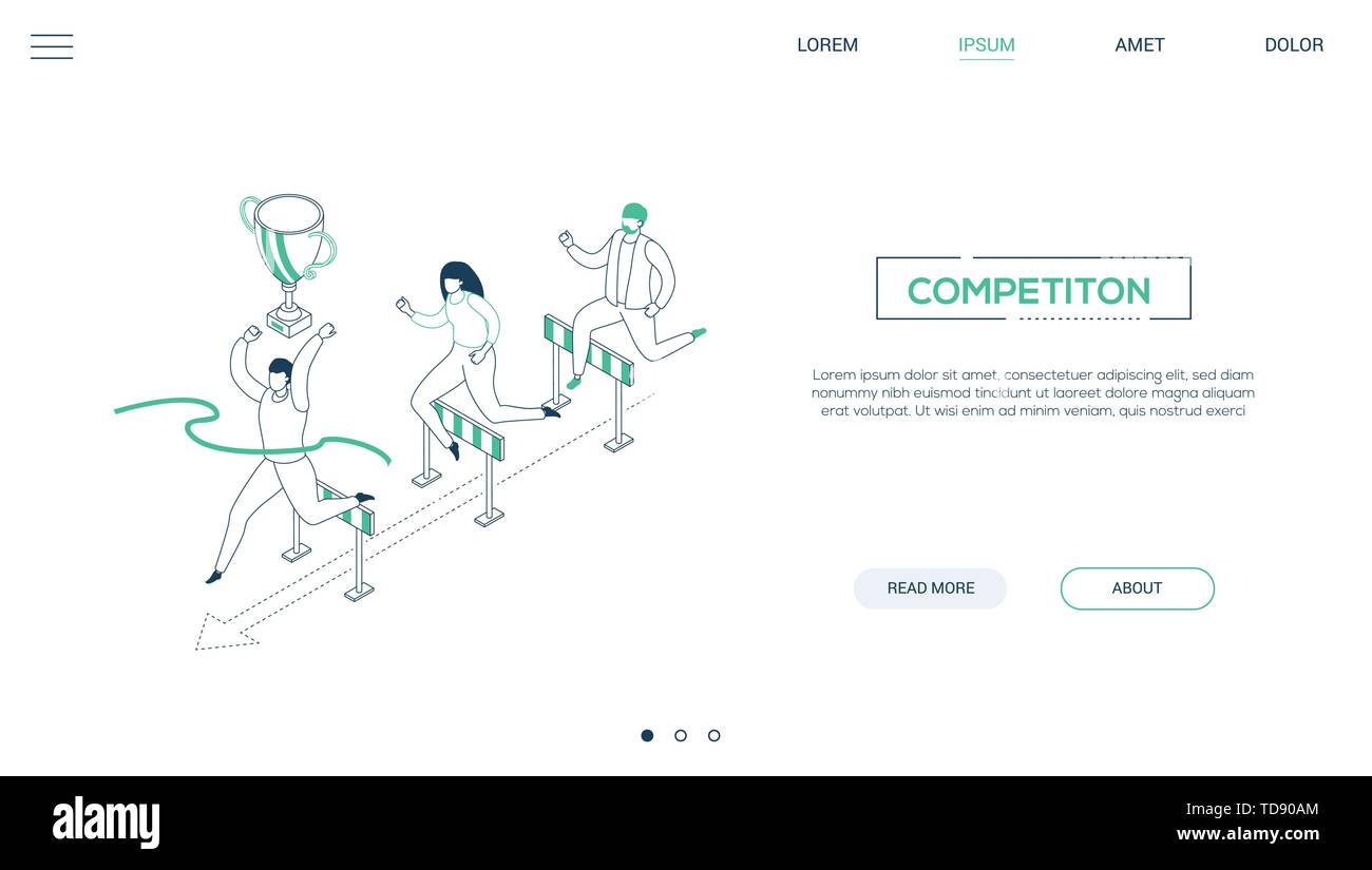 Business competition - line design style isometric web banner Stock ...