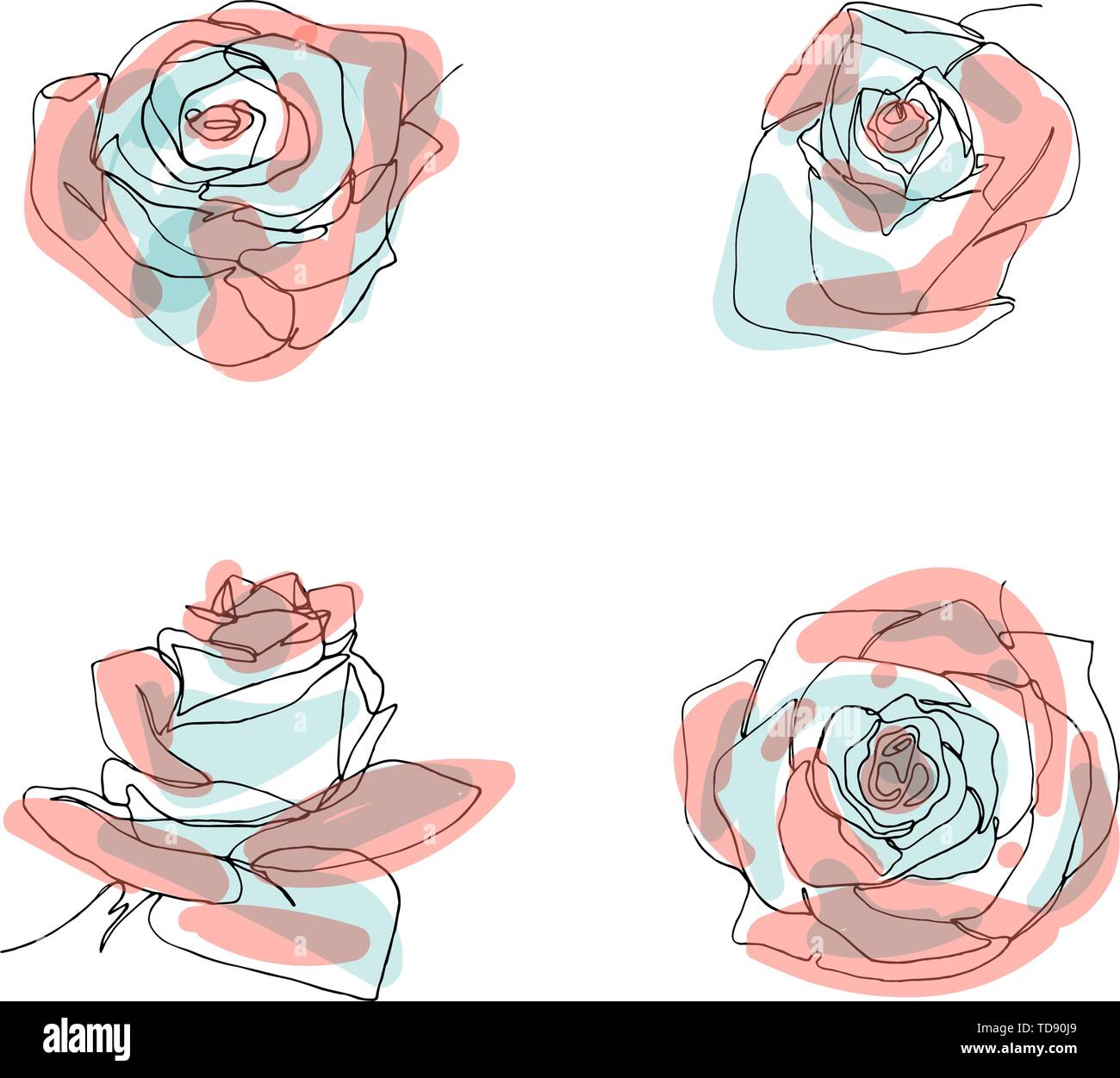 Hand Drawn Minimalistic Rose Flower One Single Continuous Black Line