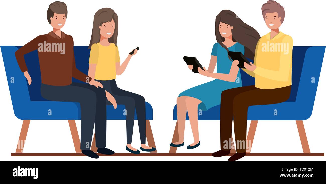 group of people with sitting in chairs on white background Stock Vector ...