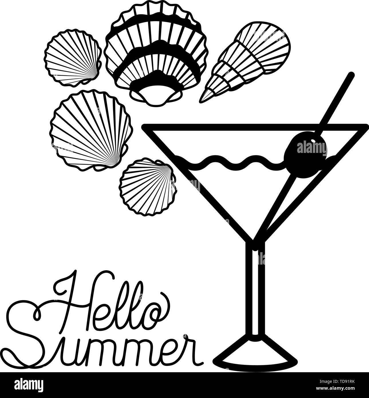 Hello summer typographic design Black and White Stock Photos & Images ...
