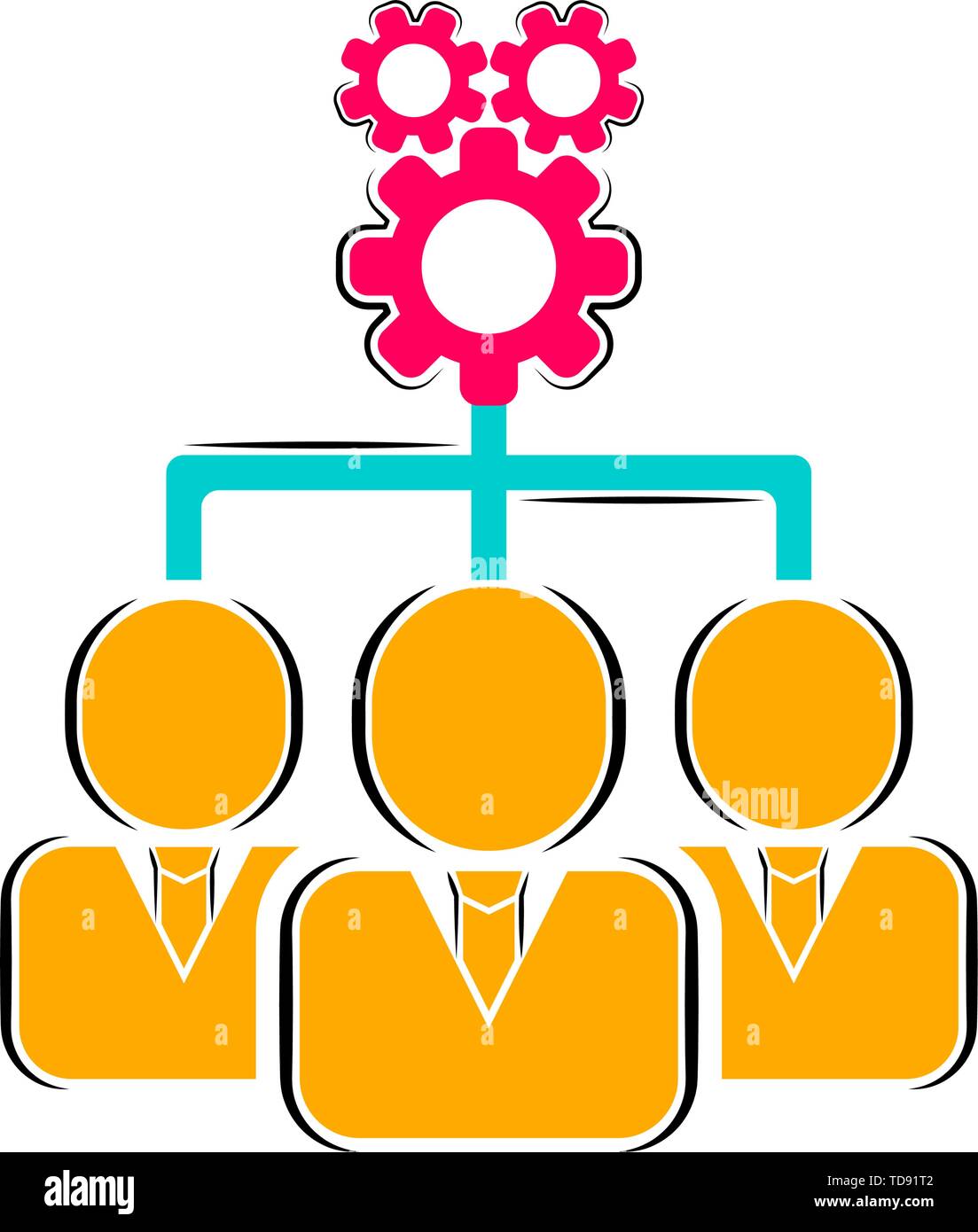 Colored business teamwork icon on white background. Business concept ...