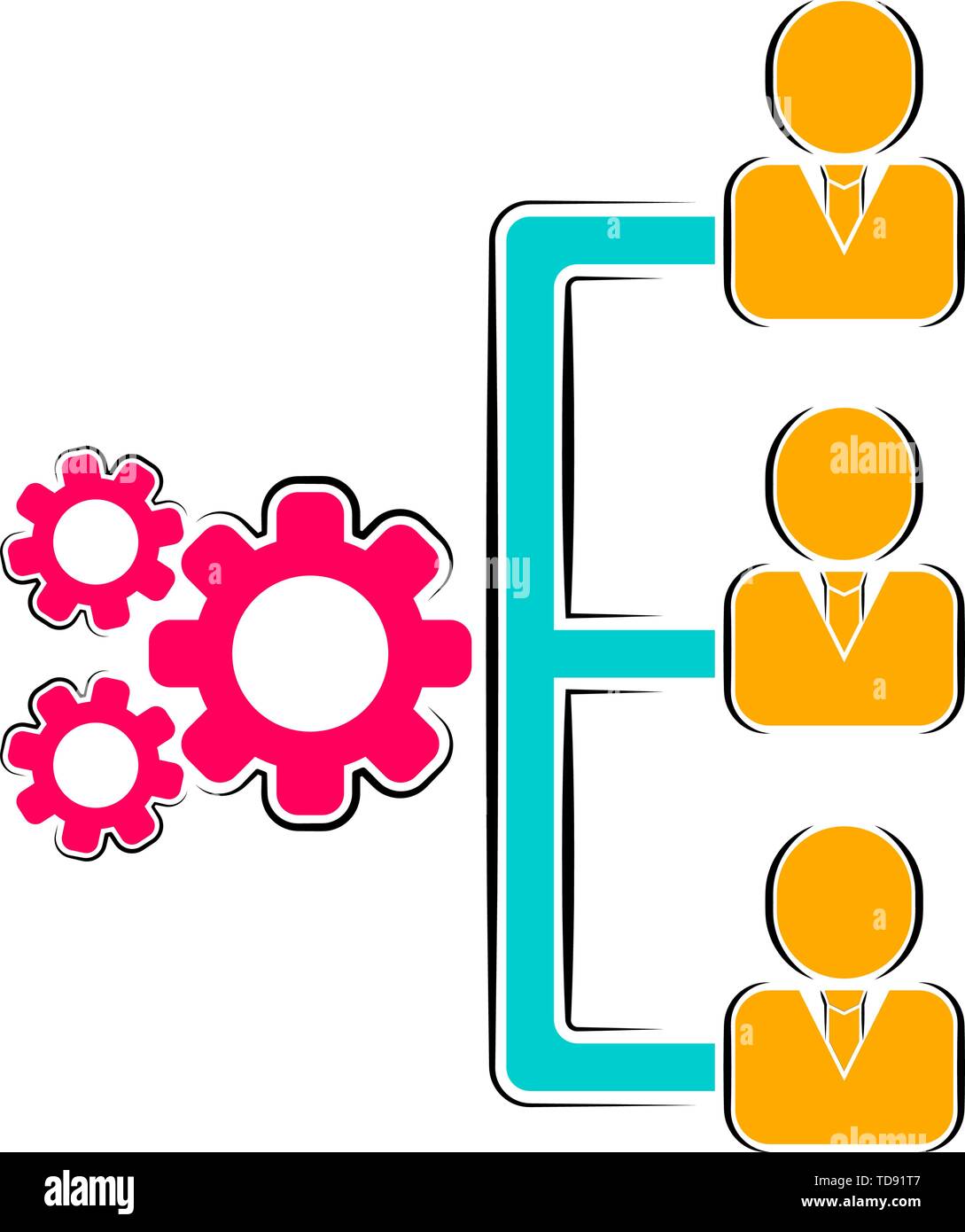 Colored business teamwork icon on white background. Business concept ...