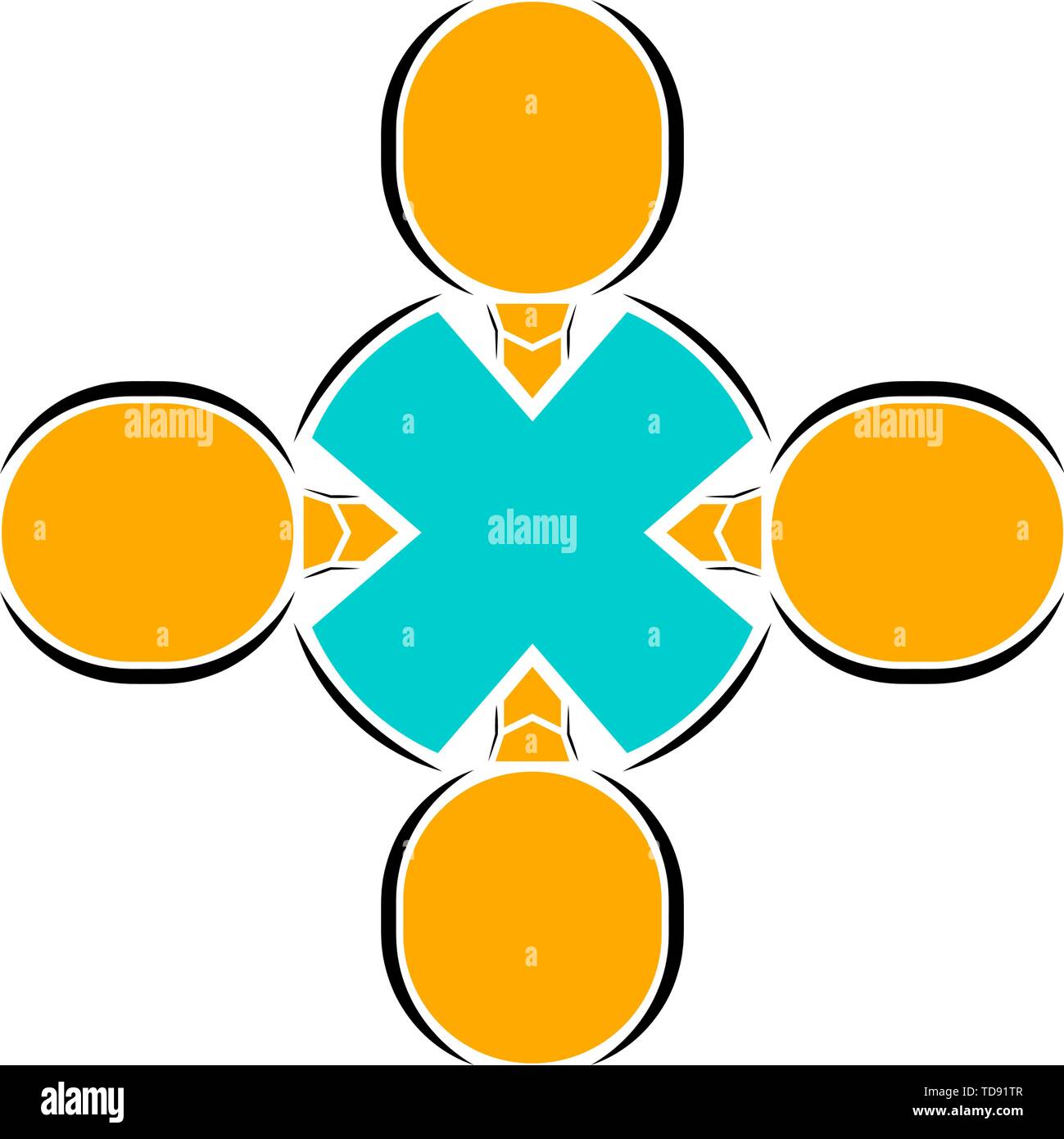 Colored business teamwork icon on white background. Business concept ...