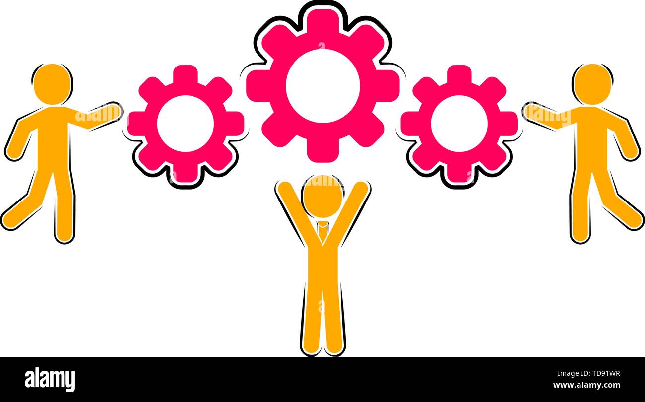 Colored business teamwork icon on white background. Business concept ...