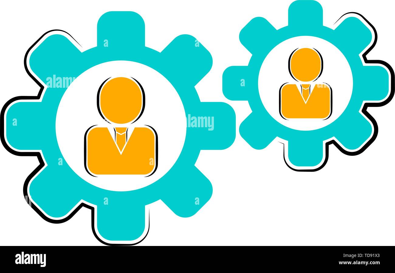 Colored business teamwork icon on white background. Business concept ...