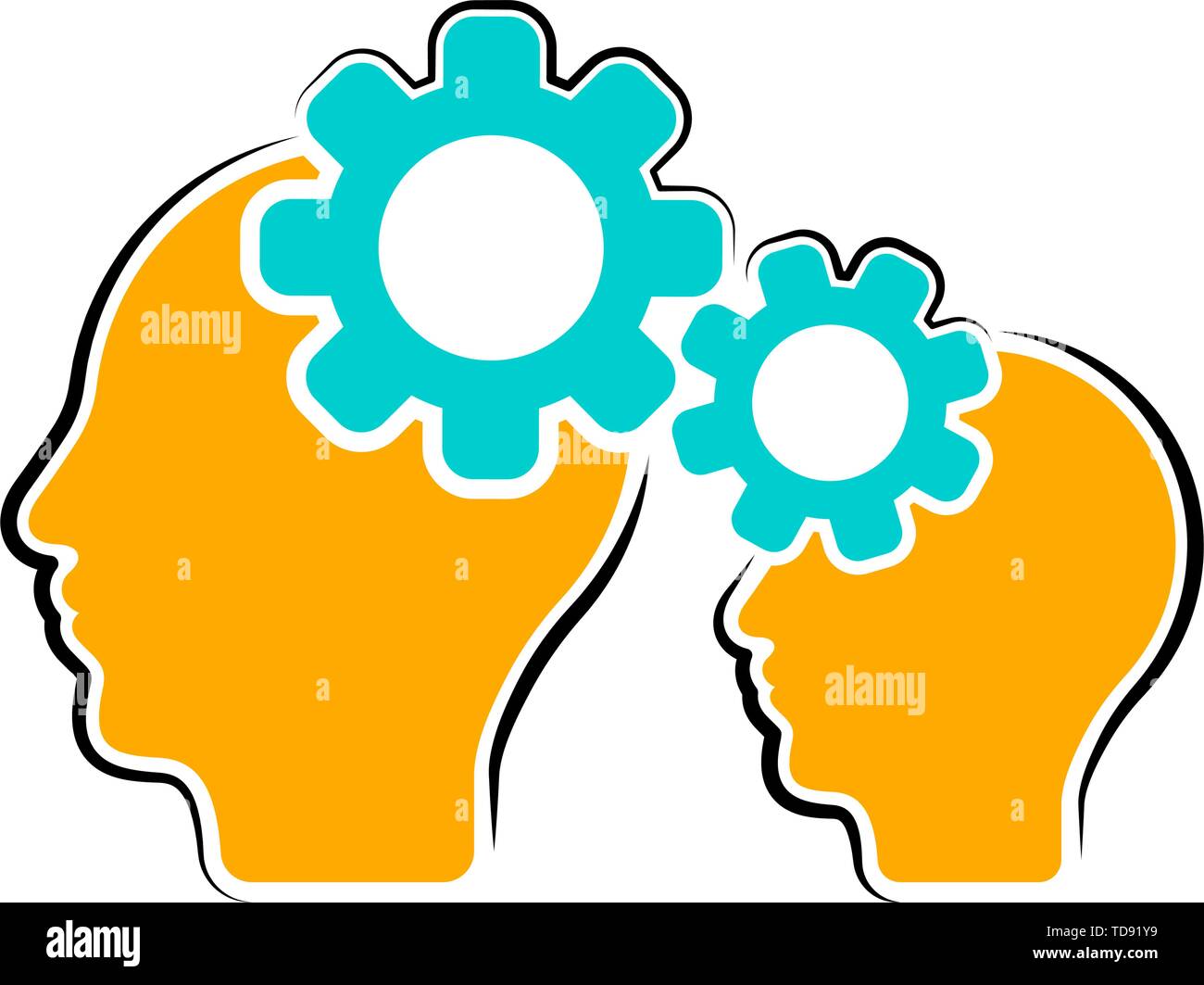 Colored business teamwork icon on white background. Business concept ...