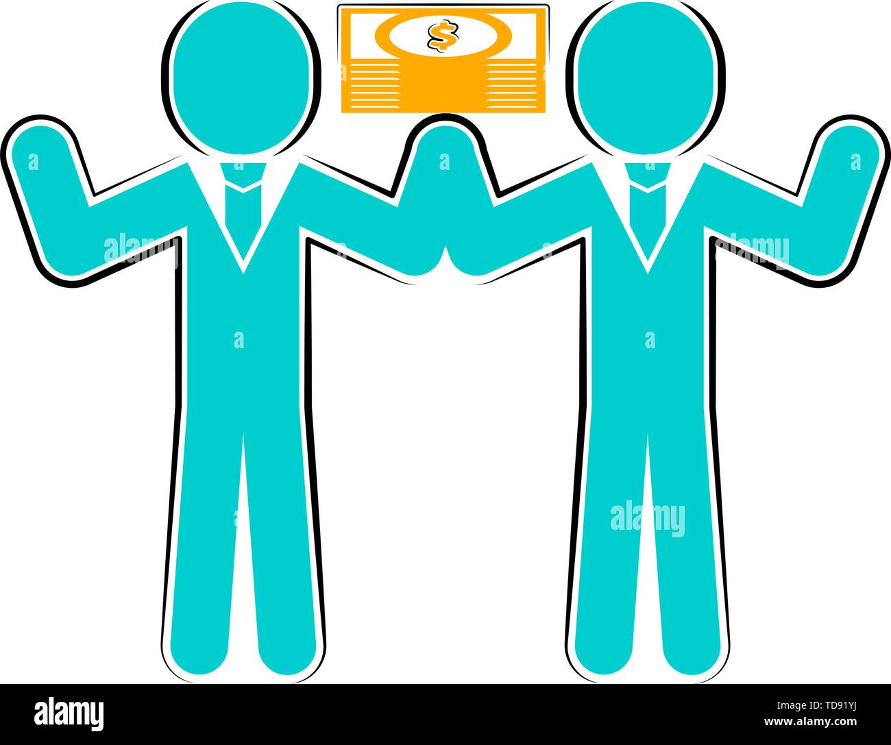 Colored business teamwork icon on white background. Business concept ...