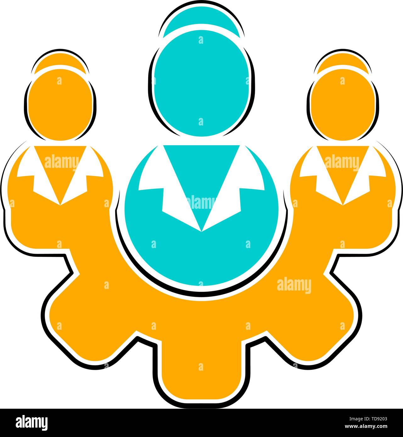 Colored business teamwork icon on white background. Business concept ...