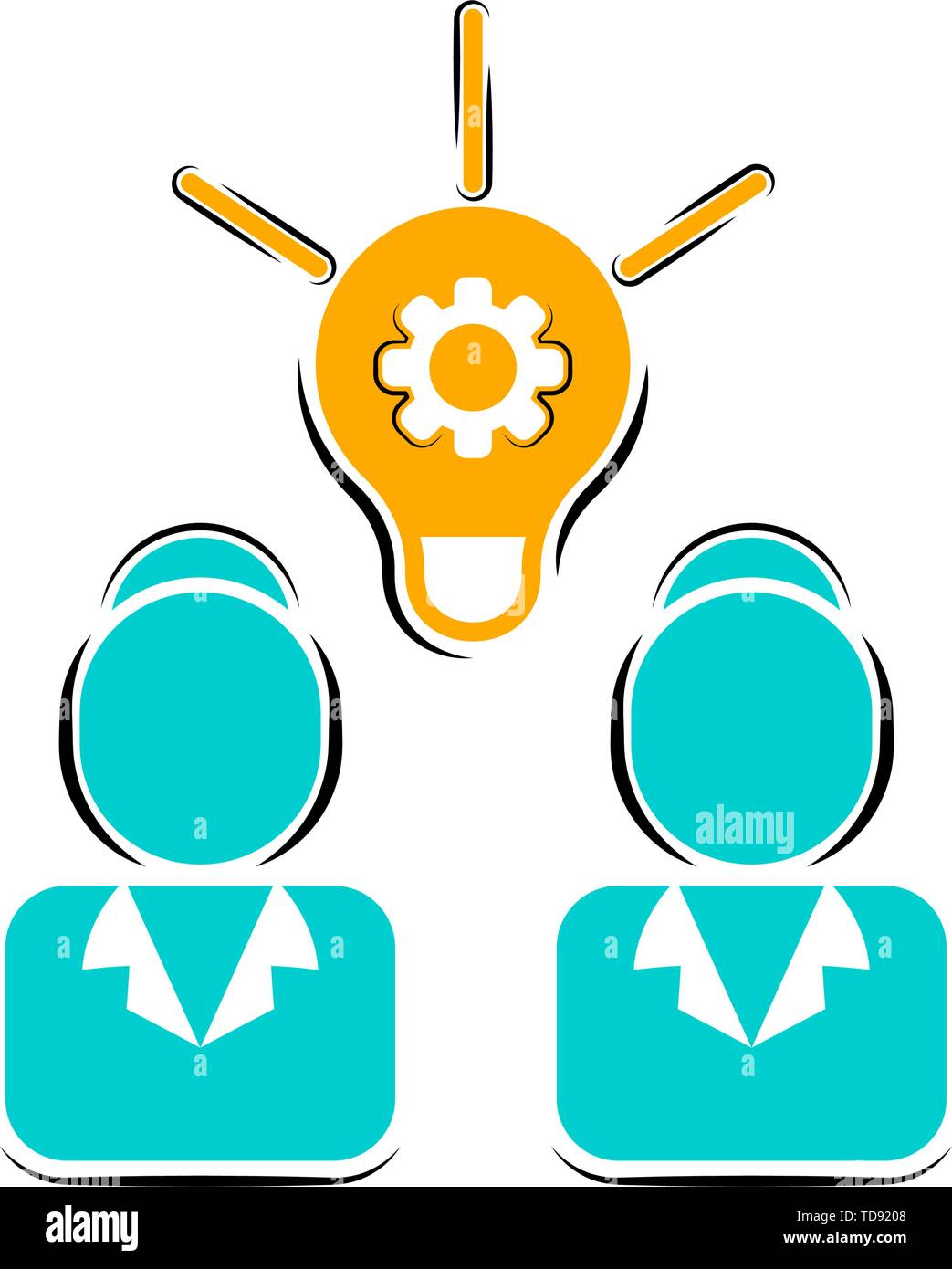 Colored business teamwork icon on white background. Business concept ...