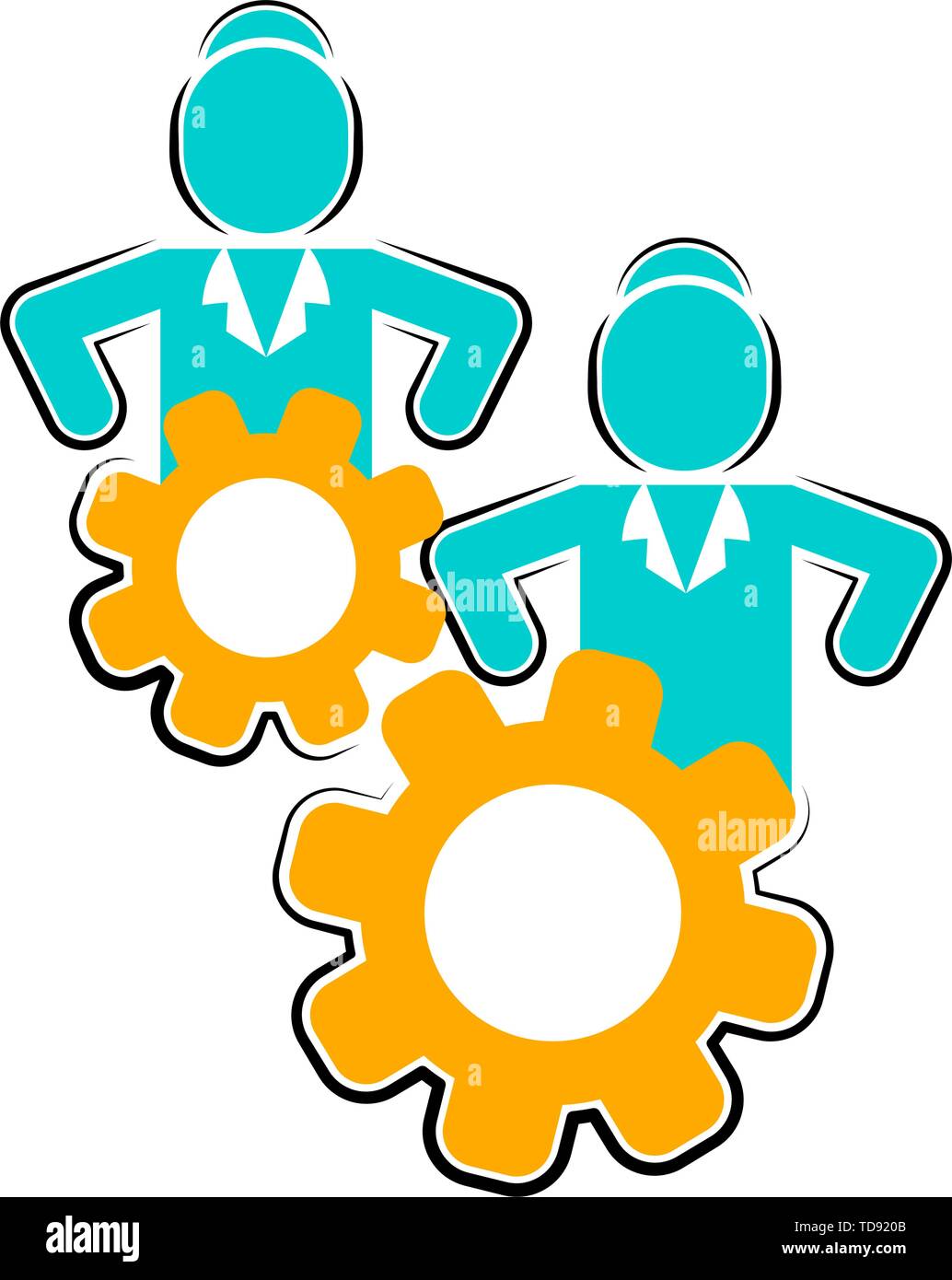 Colored business teamwork icon on white background. Business concept ...