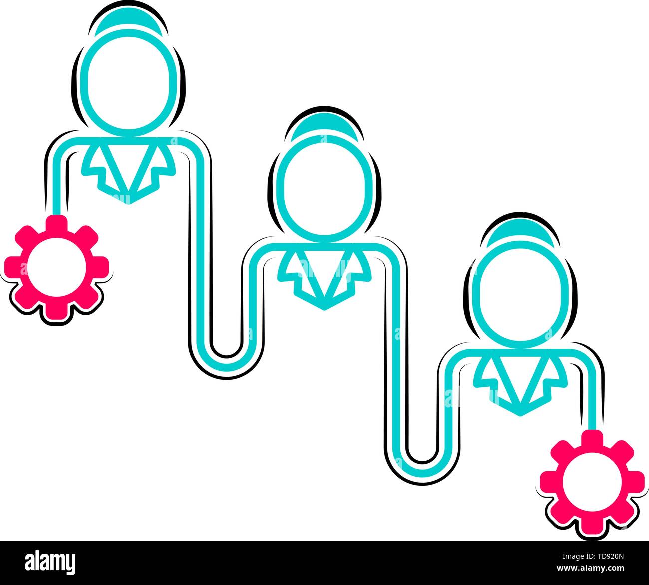 Colored business teamwork icon on white background. Business concept ...