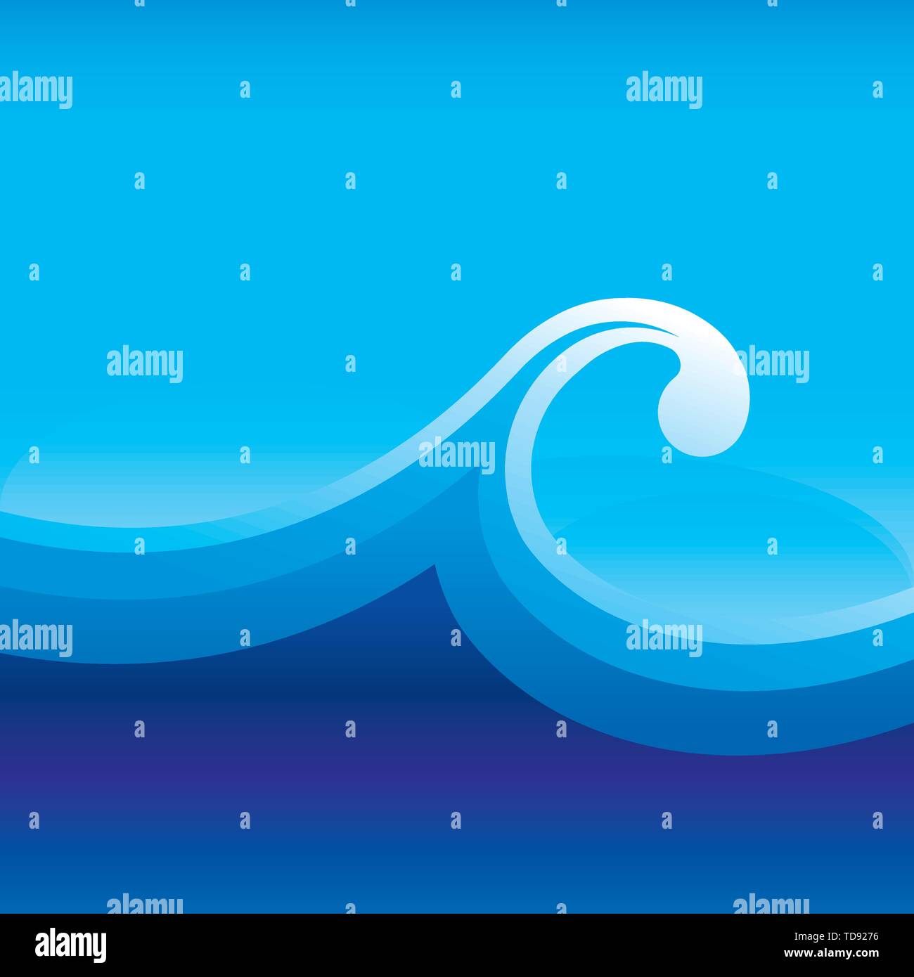 Vector illustration. Single wave in the ocean. Soft plain background ...