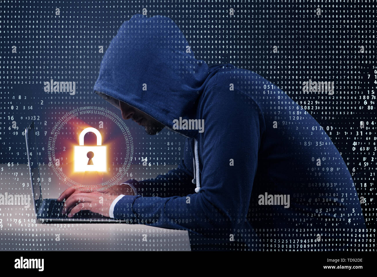 Hacker in digital security concept Stock Photo - Alamy