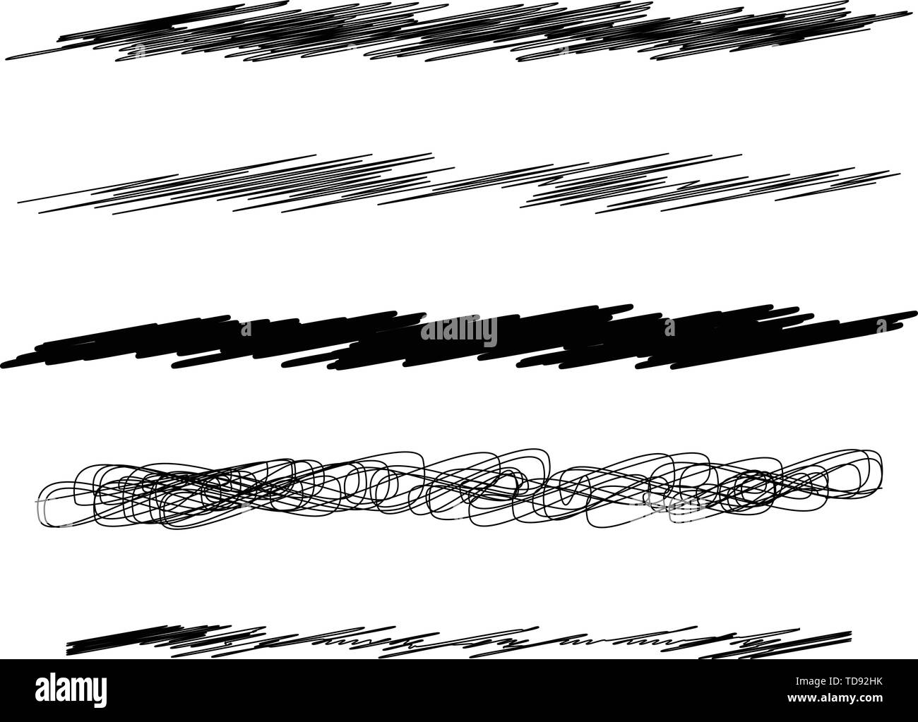 Scribble, sketch line set. Sketch stripes, sketchy streaks. Set of 5 ...