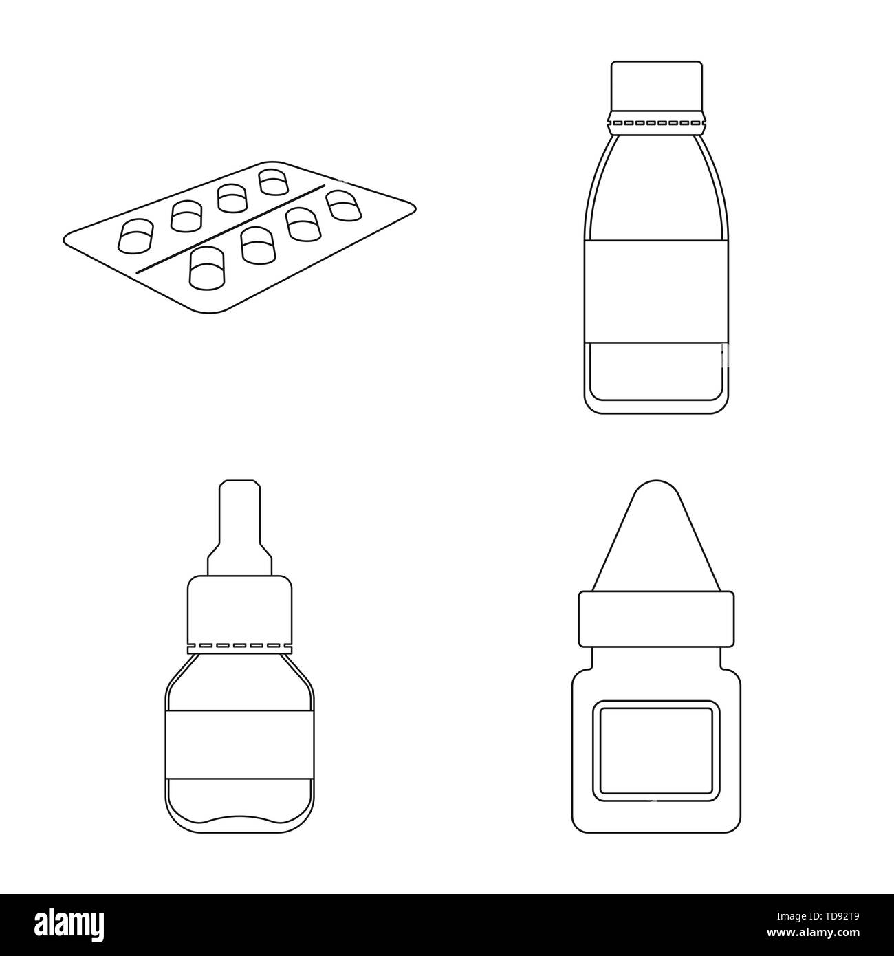 Vector illustration of pharmacy and pharmaceutical sign. Collection of ...