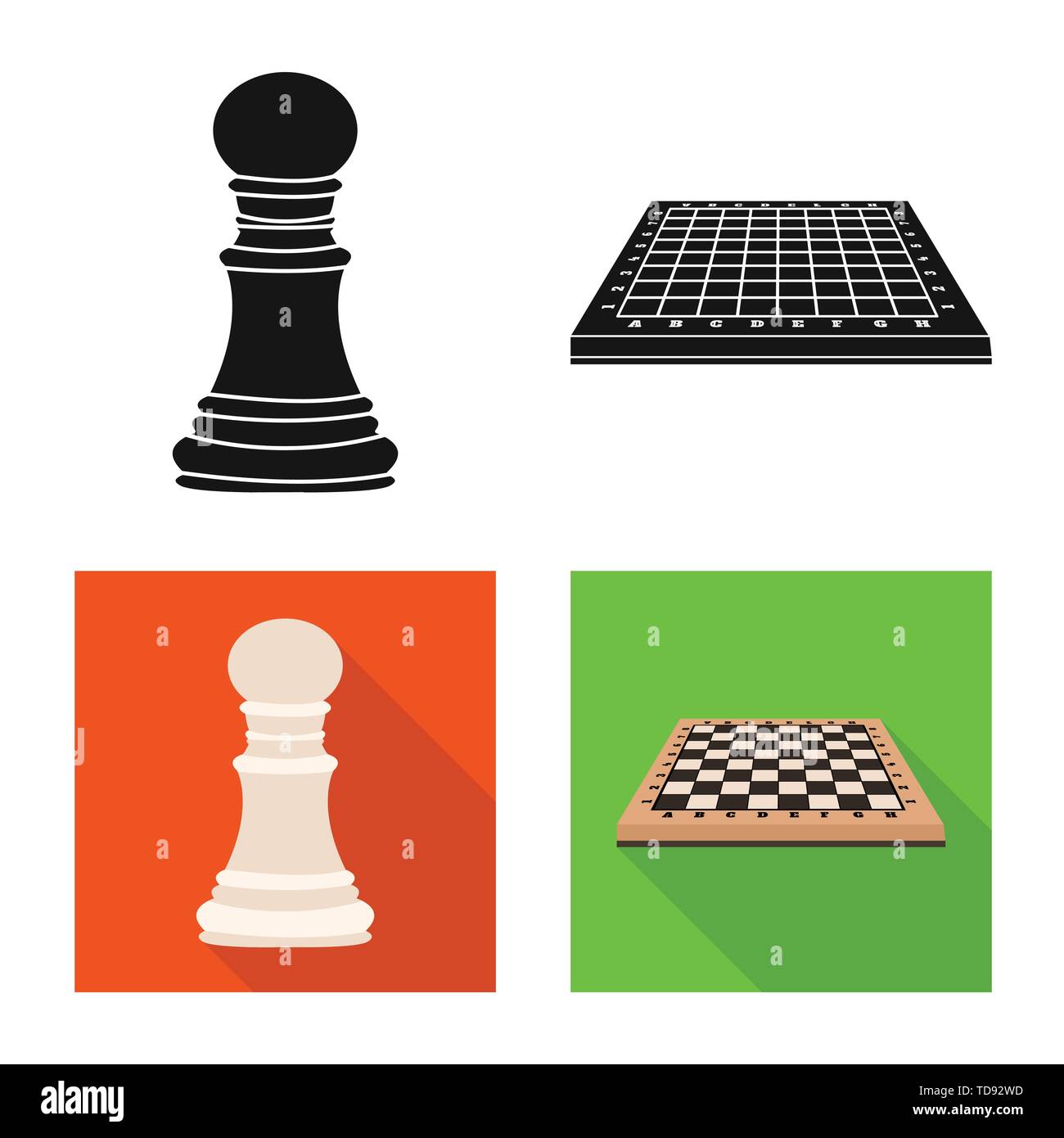 Vector illustration of checkmate and thin logo. Set of checkmate and ...