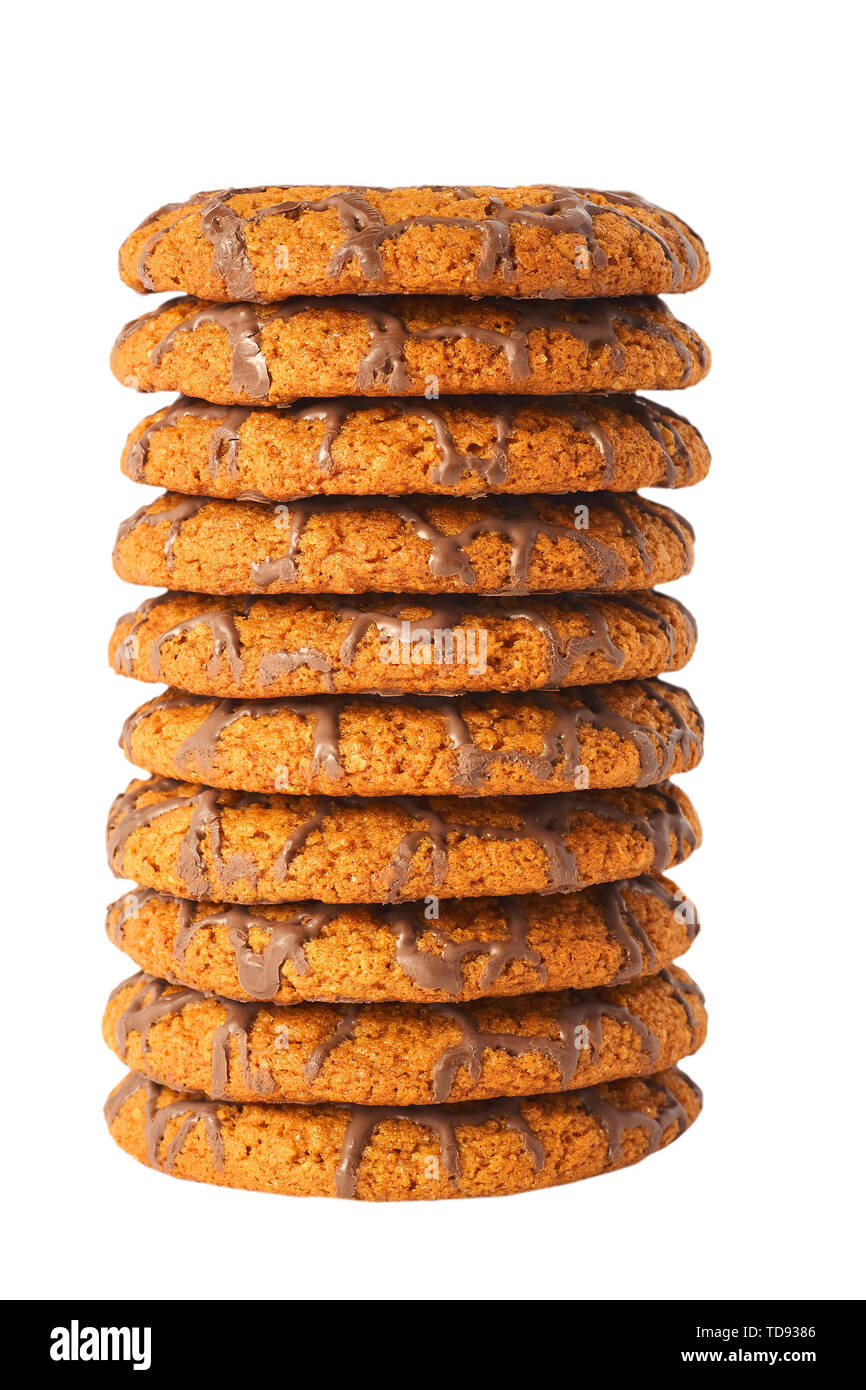 Stack of chocolate cookies isolated on white background Stock Photo - Alamy