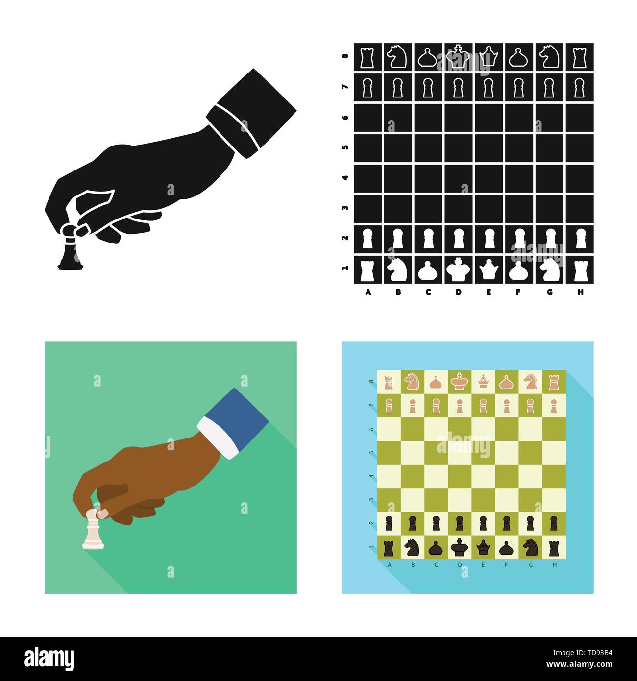 Vector illustration of checkmate and thin symbol. Collection of ...