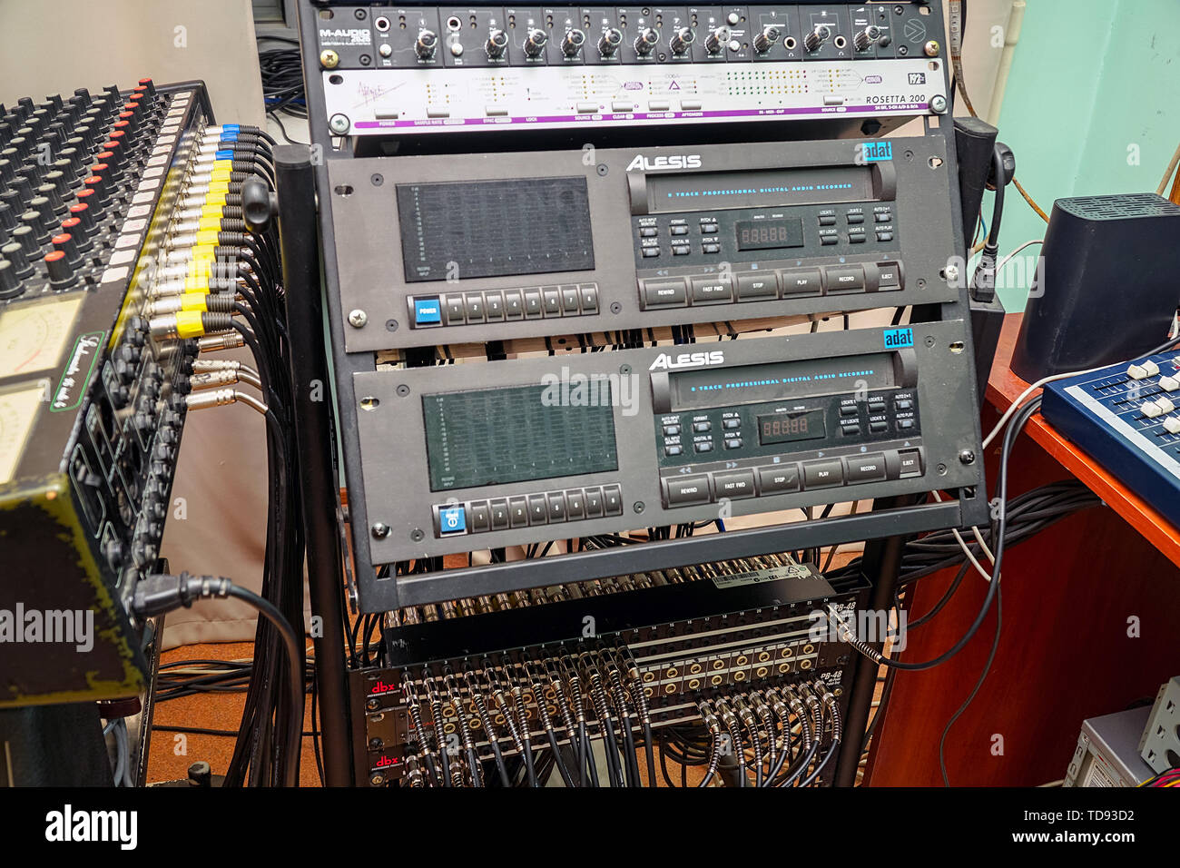 Audio Studio equipments. Old Studio analog tape recorder Stock Photo ...