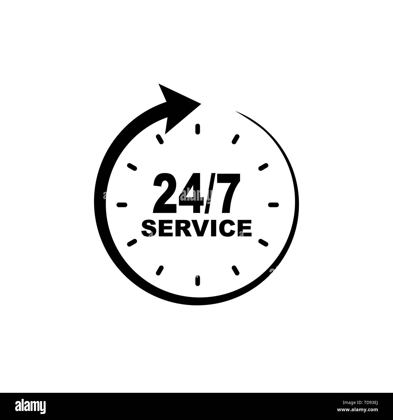Service 24/7 icon isolated on white background Stock Vector Image & Art ...