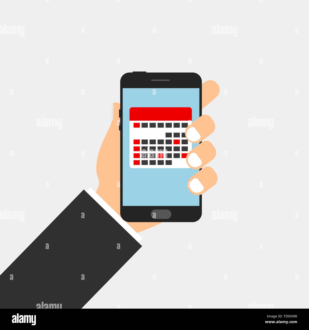 Planner calendar in phone with hand. Vector Stock Vector Image & Art ...