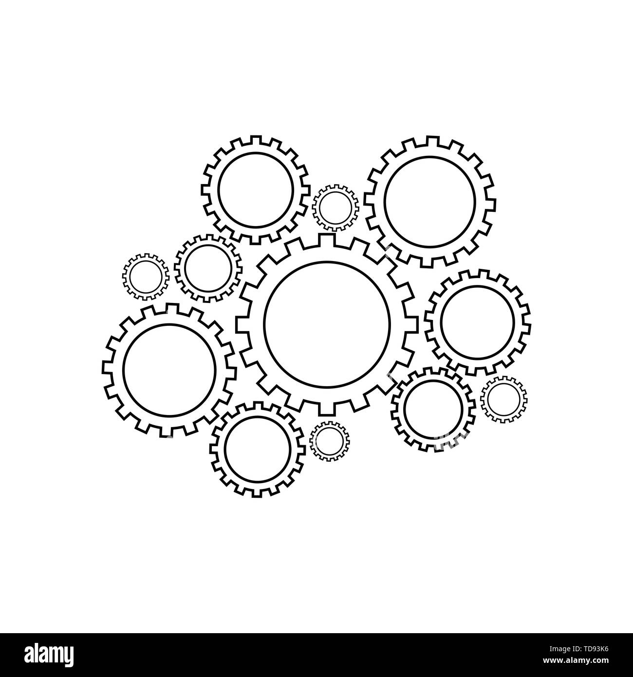 Gears mechanism icon. Support. Line style. Vector Stock Vector Image ...