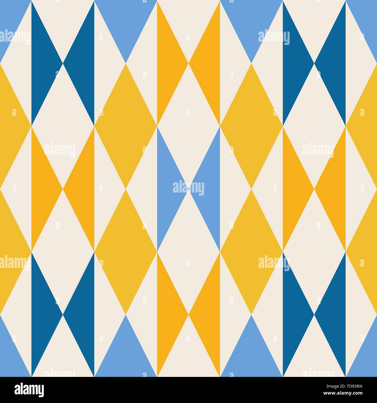 Geometric blue and yellow triangles and diamonds pattern. Vector ...