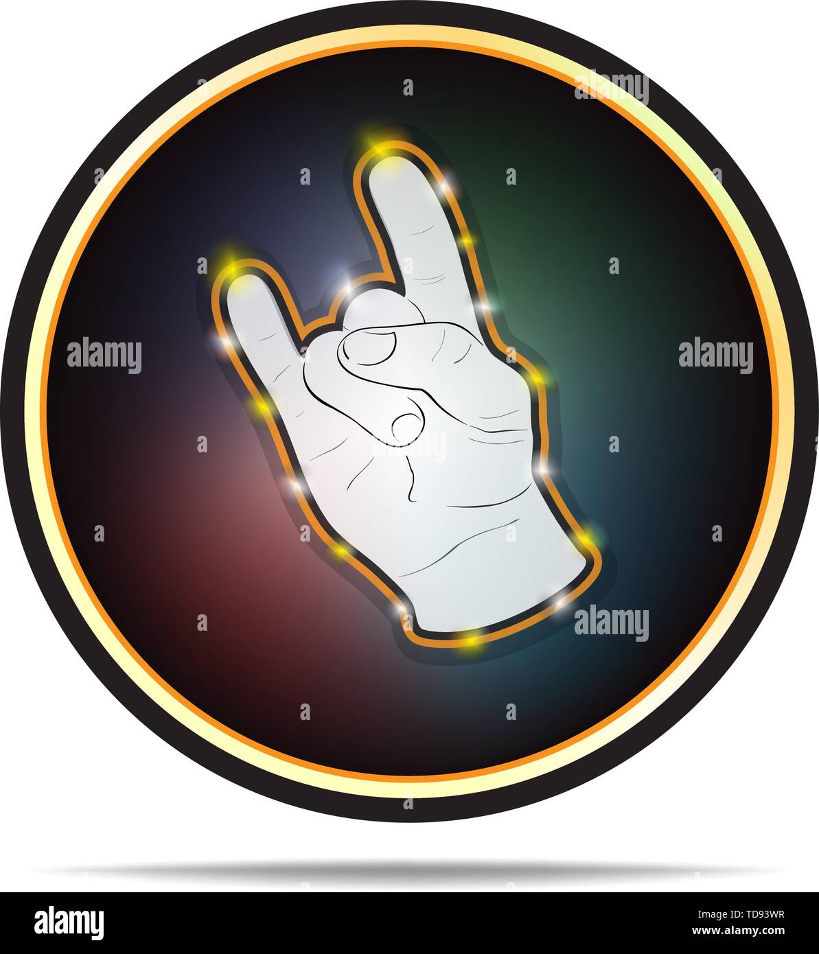 Rock hand sign in circle shape. Vector icon. Isolated on white ...