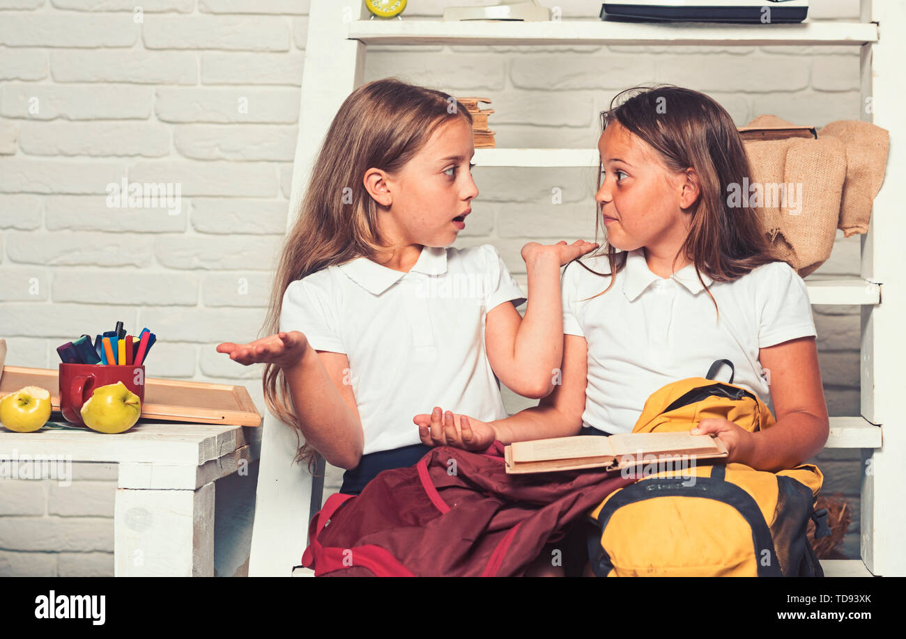 Cute kids reading books on white background Stock Photo - Alamy