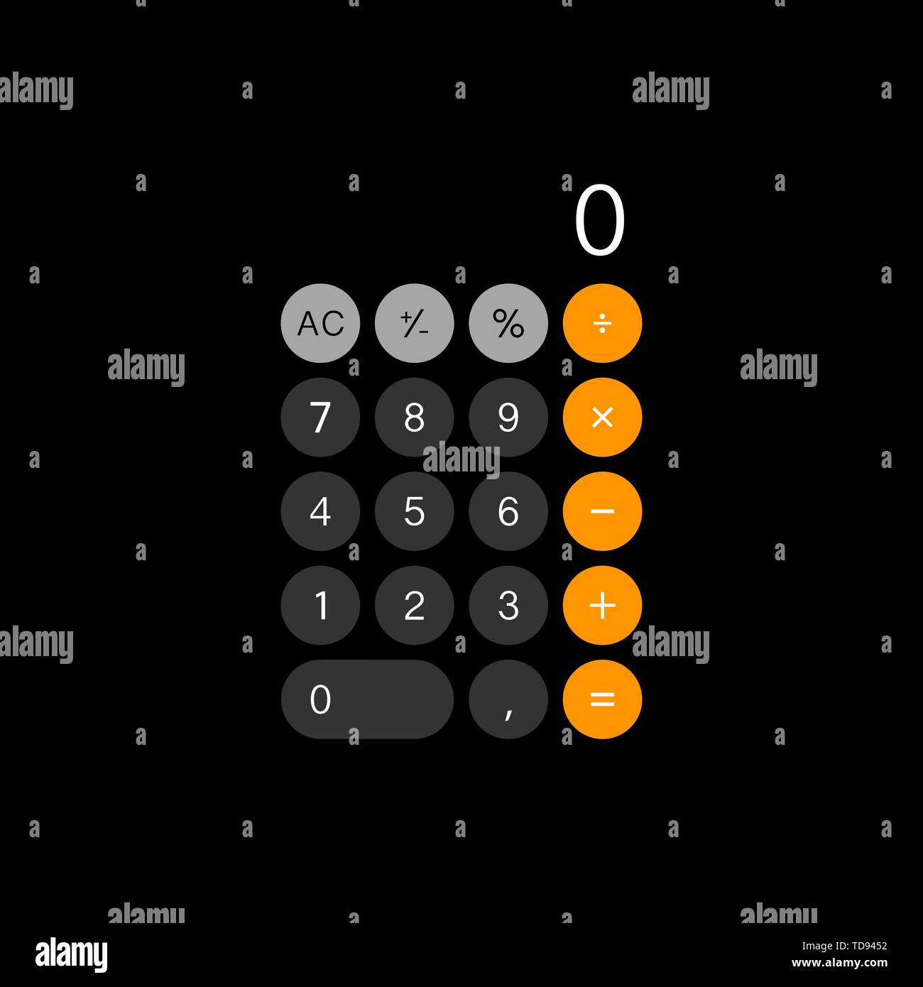 Calculator illustration isolated on black background. Vector Stock ...