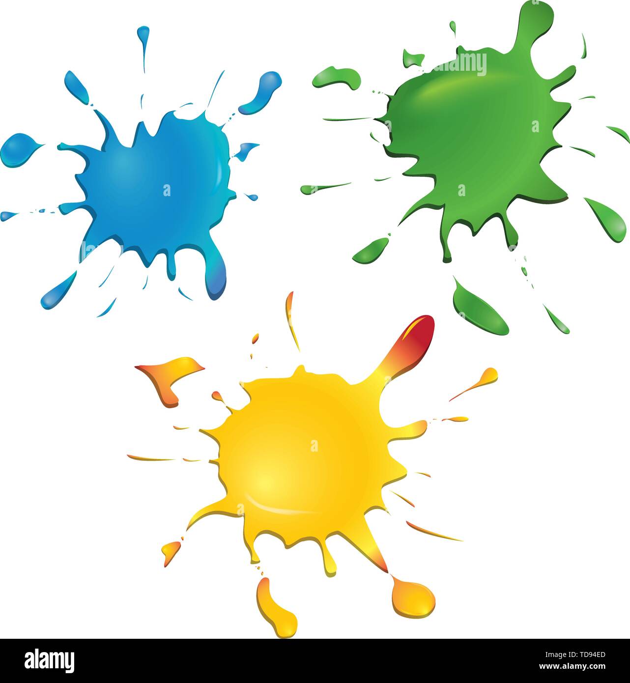 Set of vector color ink blots, isolated on white background. Blue ...