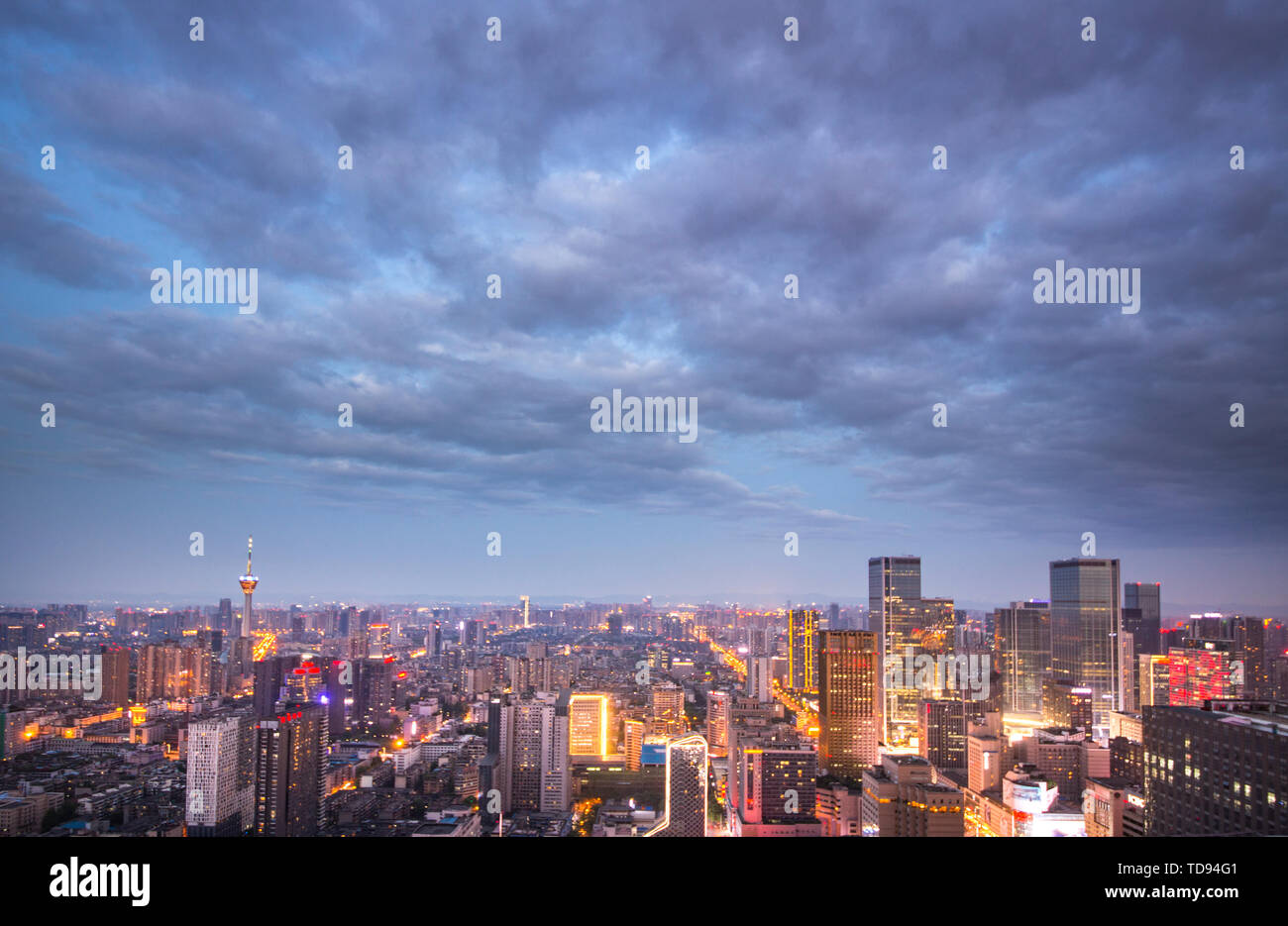 Panoramic view of Chengdu night Stock Photo - Alamy