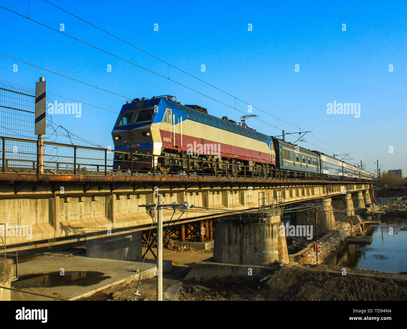 Double-decker train in Xibao section of Longhai Line Stock Photo - Alamy