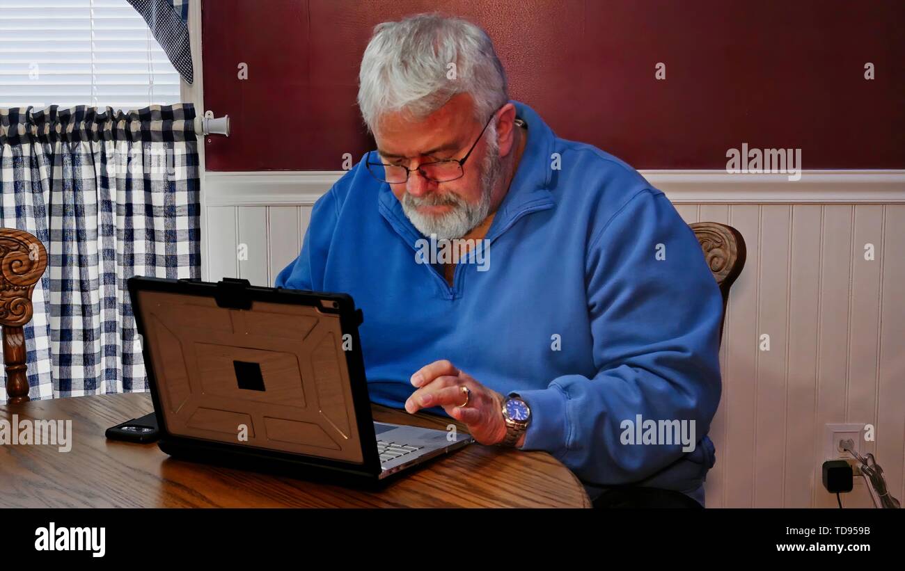 Senior Citizen Upset and Mad at Using a Computer and Technology Stock ...