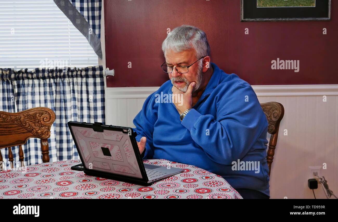 Senior Citizen Upset and Mad at Using a Computer and Technology Stock ...