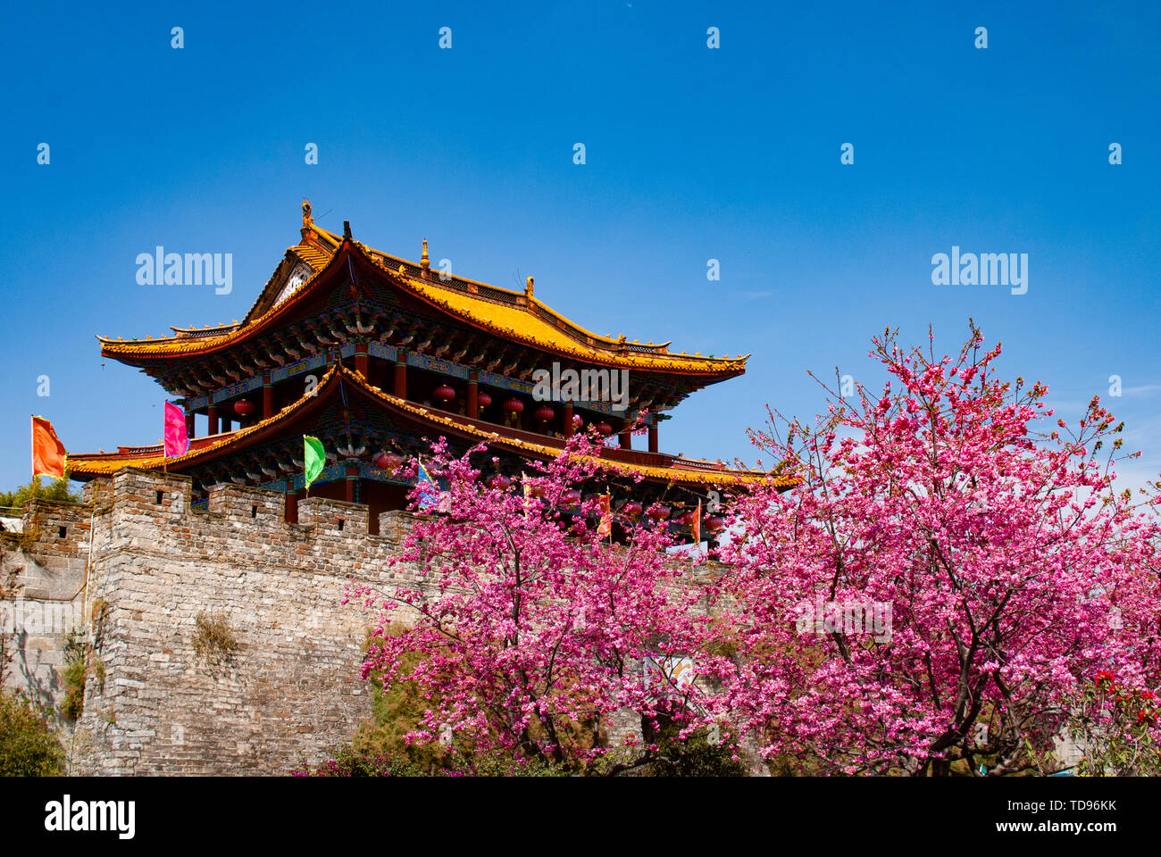 The ancient city of Dali, at a time when the spring flowers are full ...