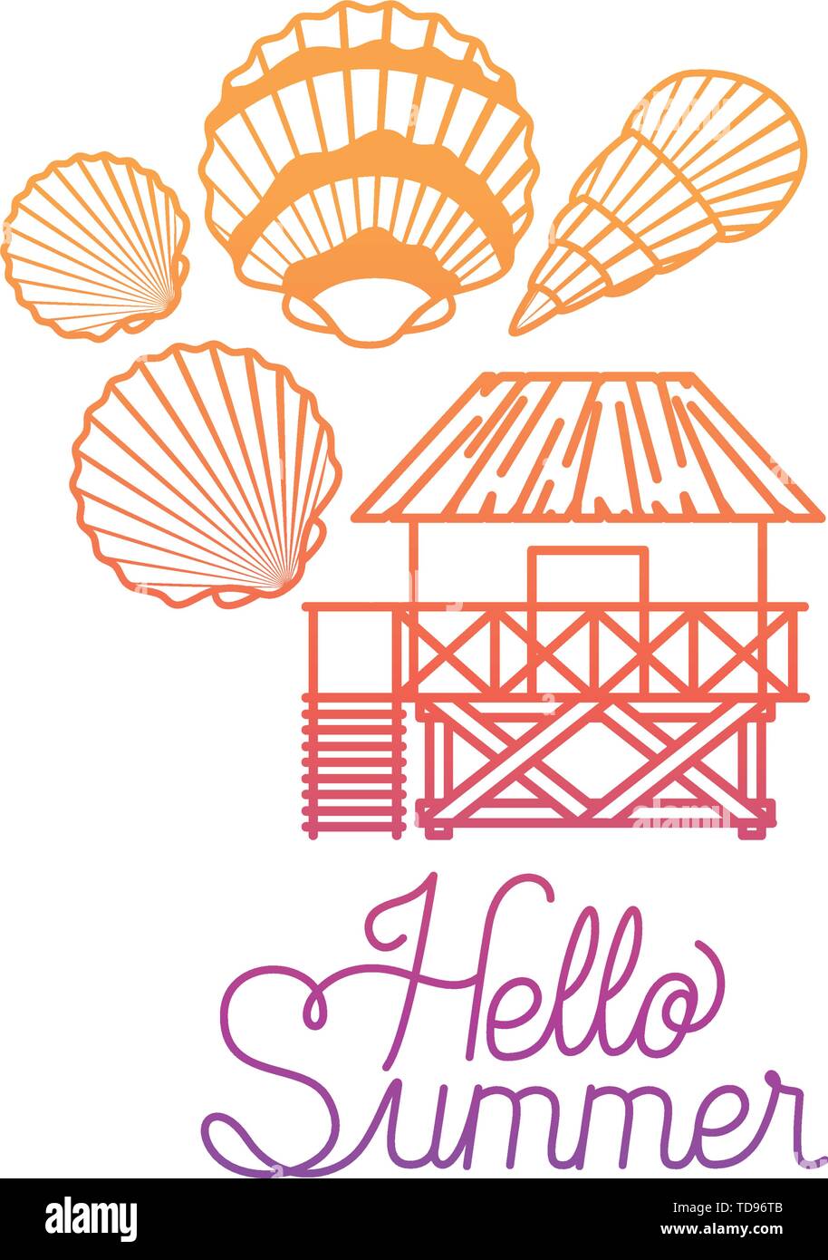 hello summer label with colorful image Stock Vector Image & Art - Alamy