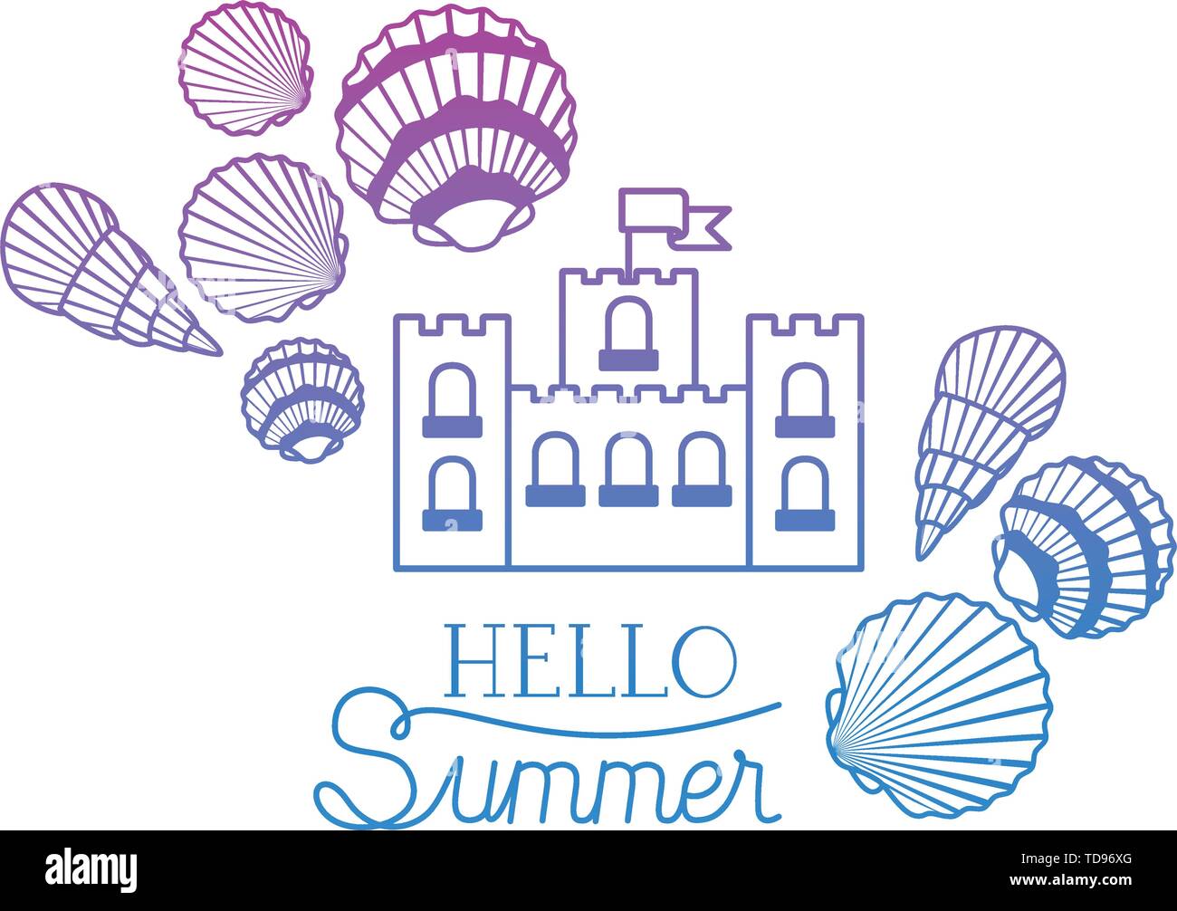 hello summer label with colorful image Stock Vector Image & Art - Alamy