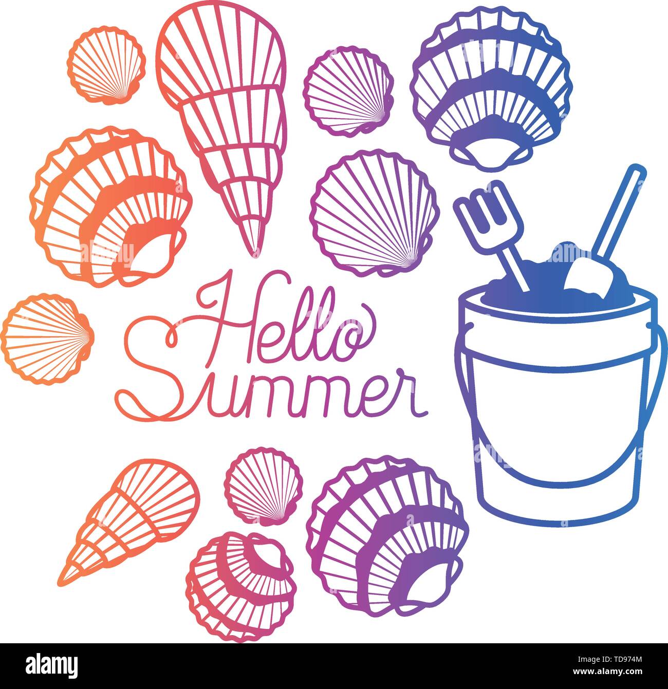 hello summer label with colorful image Stock Vector Image & Art - Alamy