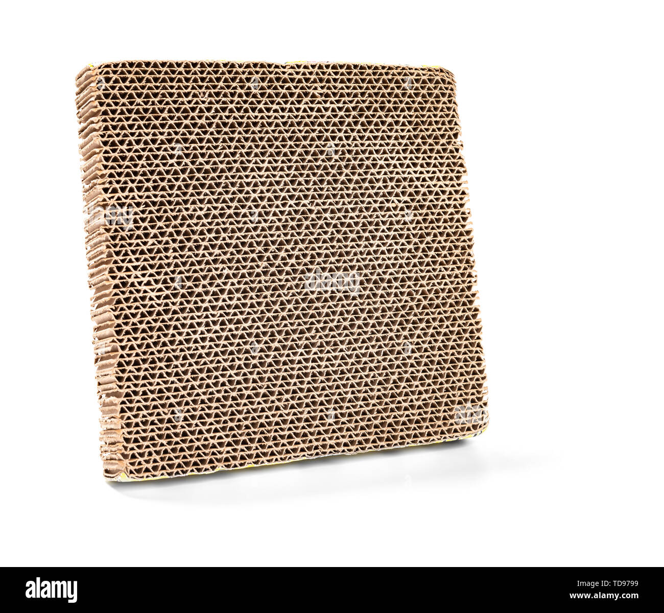 a piece of cardboard corrugated block on white background Stock Photo ...