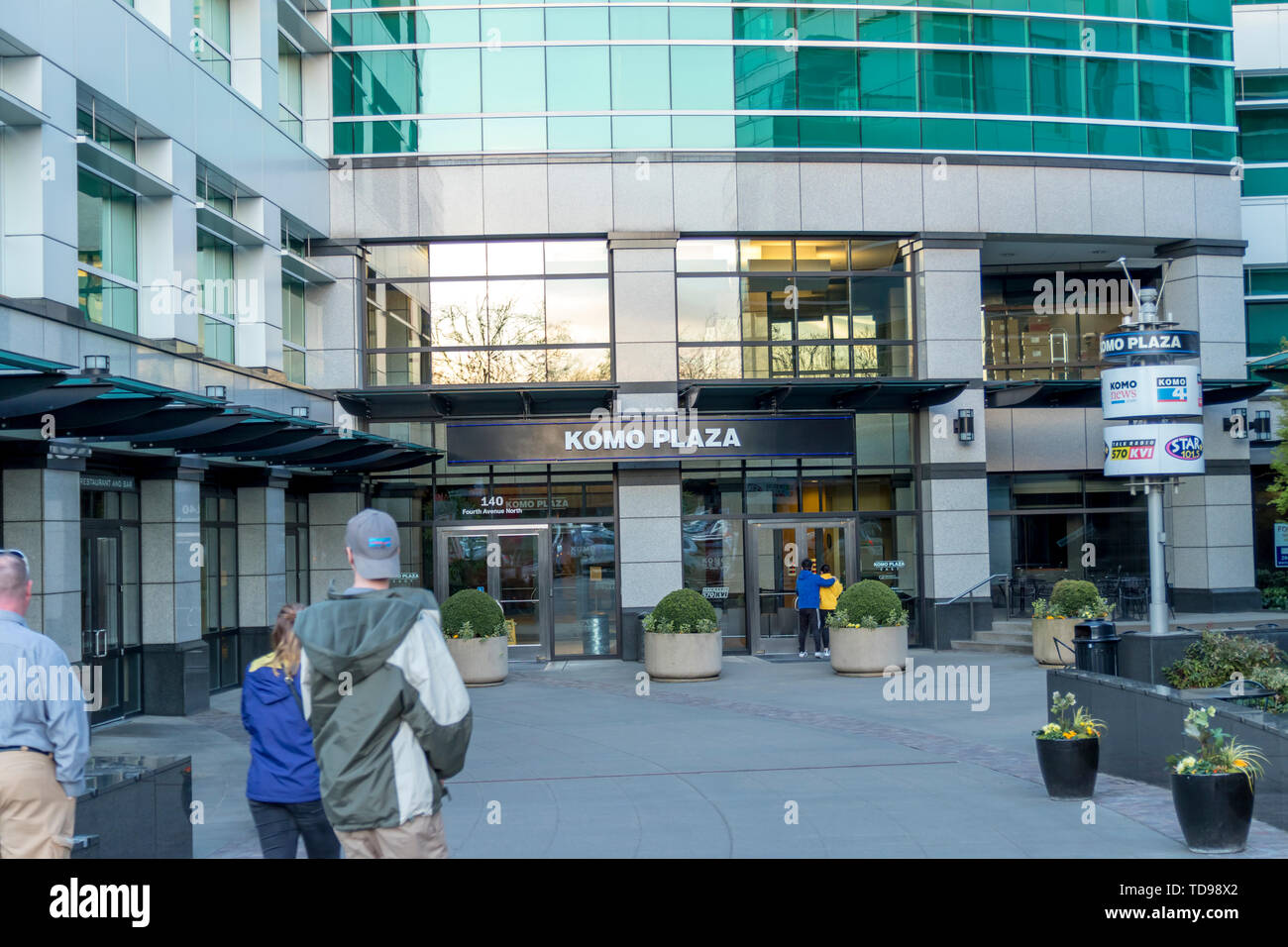 Seattle, Washington, USA / March 2019: Entrance to the Komo Plaza media ...