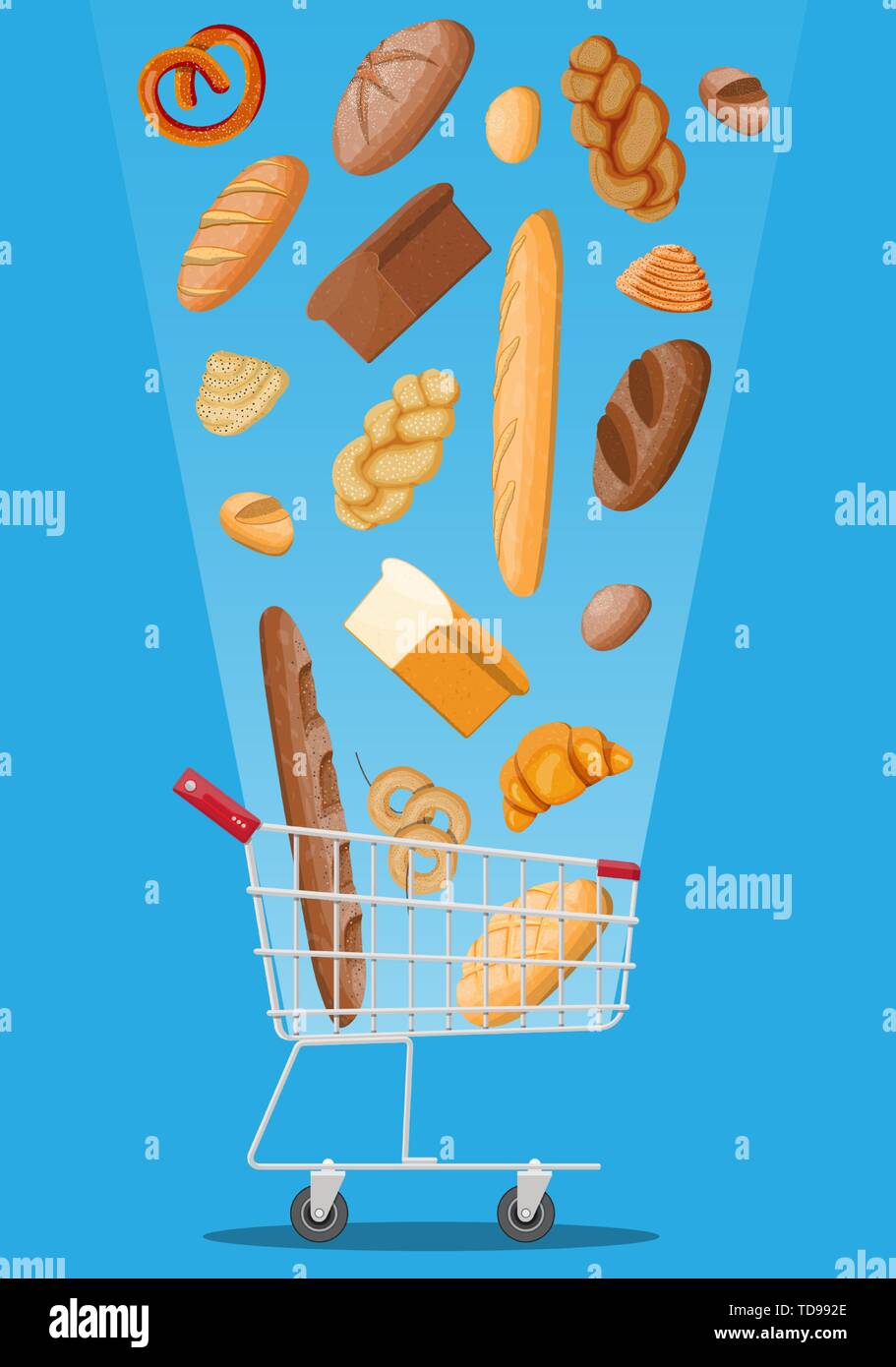 Bread icons and shopping cart Stock Vector Image & Art - Alamy