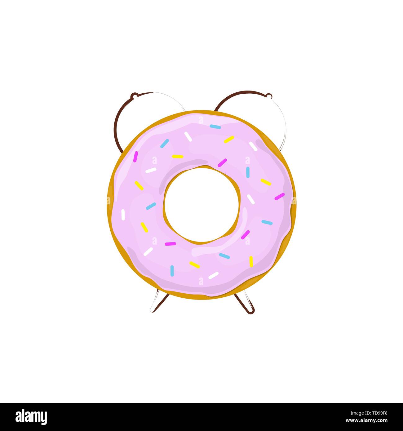 Alarm clock donut. Breakfast time. Vector illustration Stock Vector ...