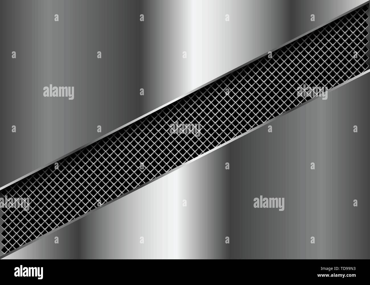Abstract metal square mesh slash in silver plate design modern luxury ...