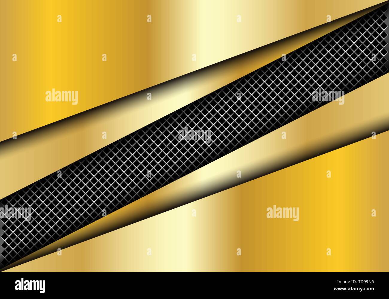 Abstract Metal Square Mesh Slash In Gold Plate Overlap Design Modern Luxury Futuristic