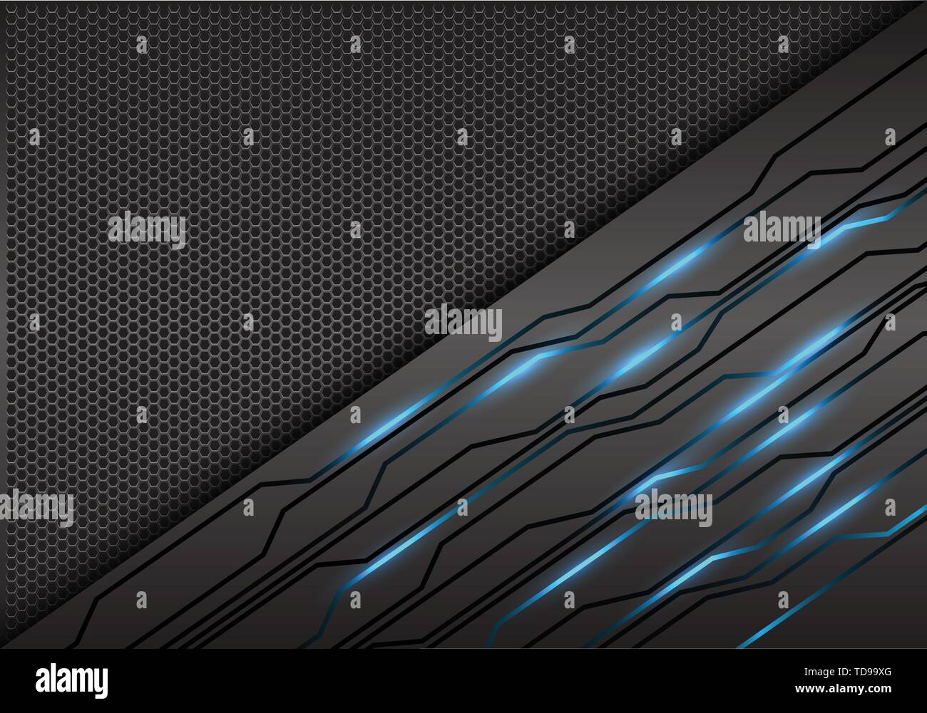 Abstract blue circuit light technology power on mesh design modern futuristic background vector ...