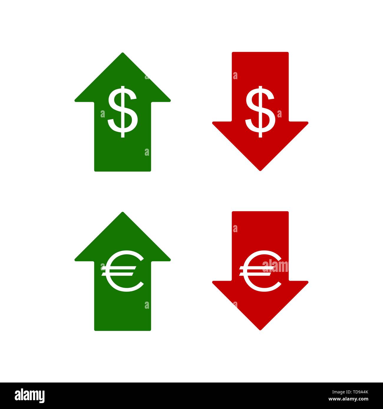 Euro and dollar icons. Up and down. Vector icons Stock Vector Image ...